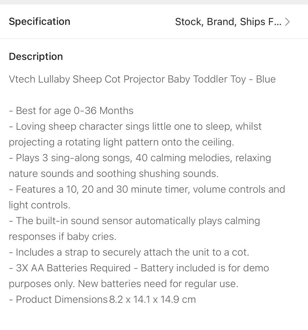 Vtech Lullaby sheep cot projector, Babies & Kids, Infant Playtime on ...