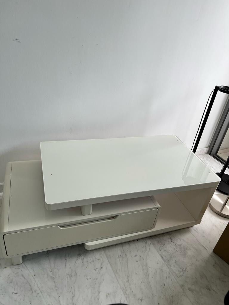 White TV table and coffee table, Furniture & Home Living, Furniture, TV Consoles on Carousell