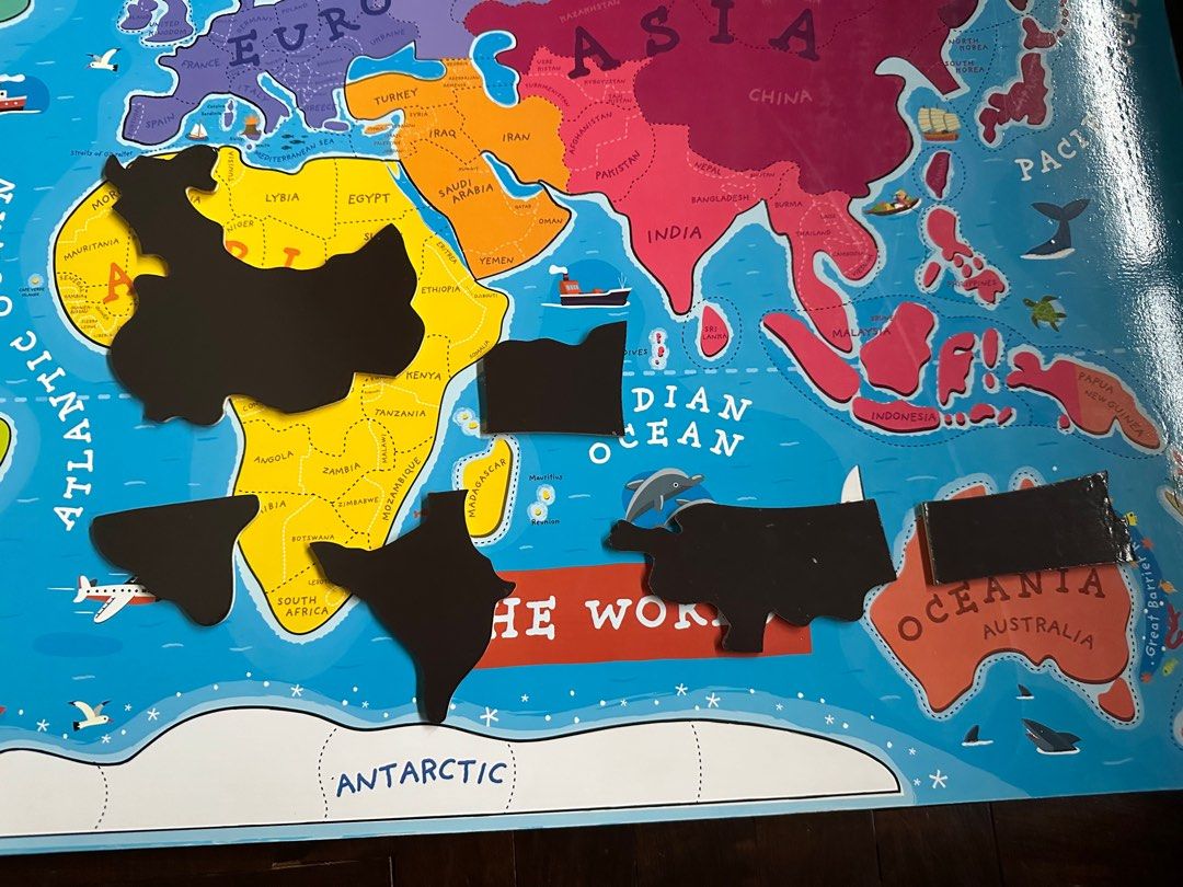 Wooden Magnetic World Map Puzzle, Hobbies & Toys, Toys & Games on Carousell