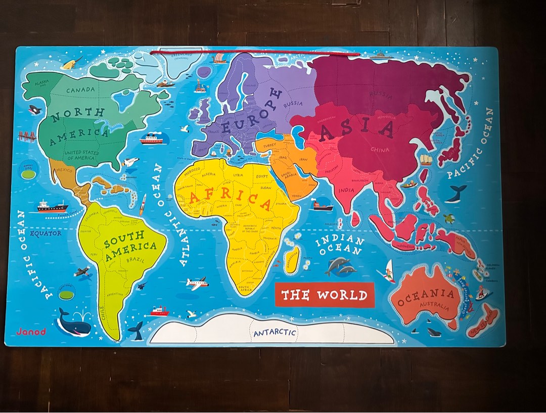 Wooden Magnetic World Map Puzzle, Hobbies & Toys, Toys & Games on Carousell