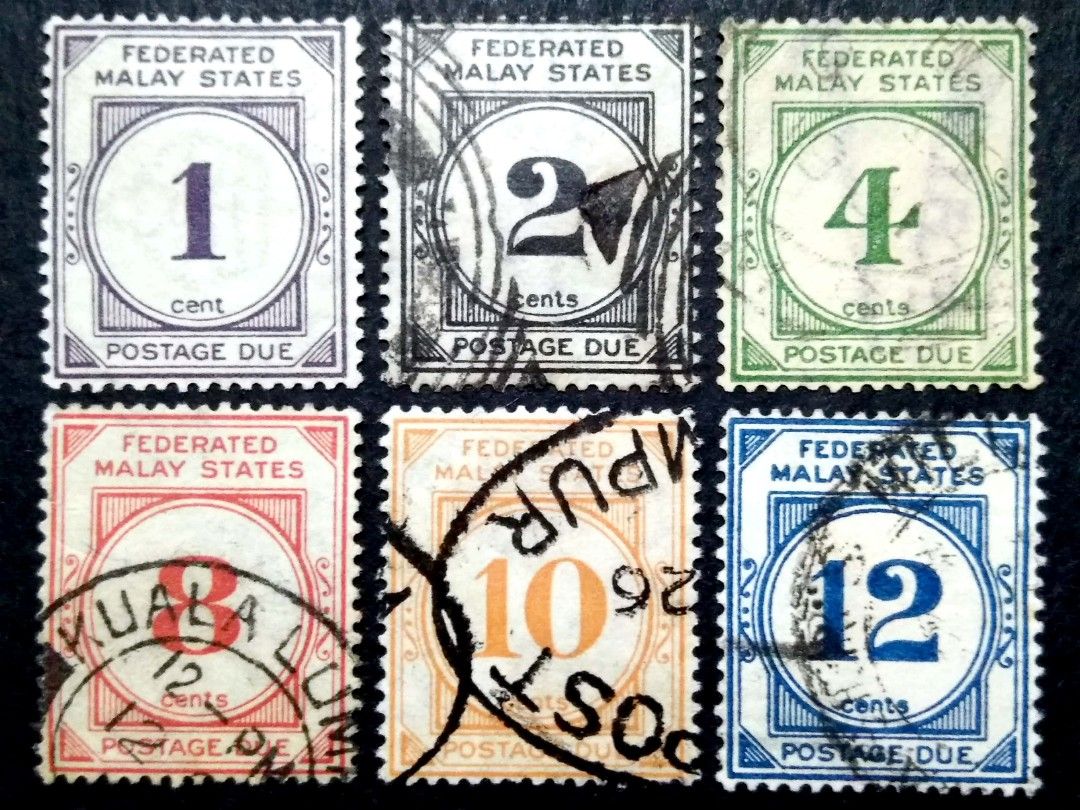 [1827] Federated Malay States 1924-1926 Postage Due Complete Set - 6v ...