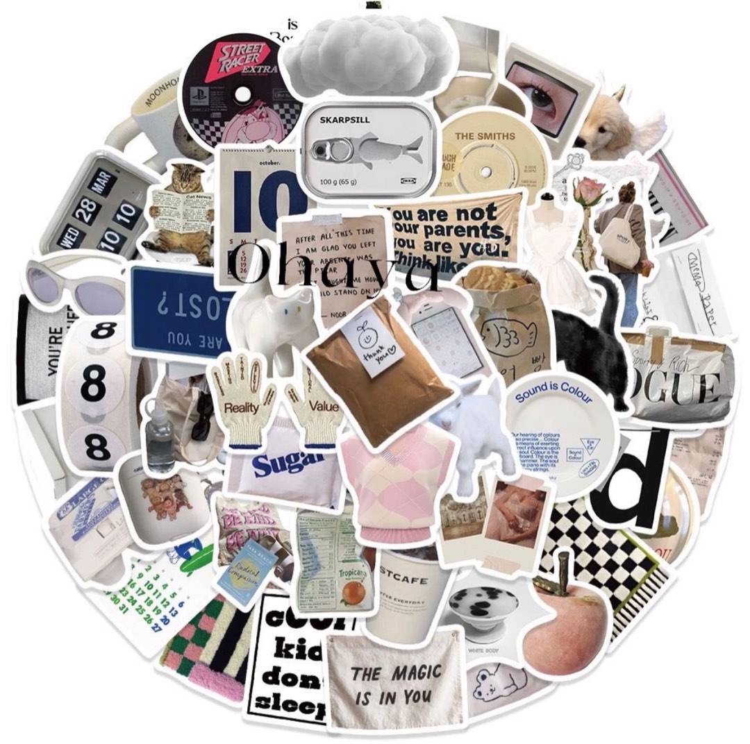 57 pieces aesthetic stickers!!, Hobbies & Toys, Stationery & Craft, Art ...