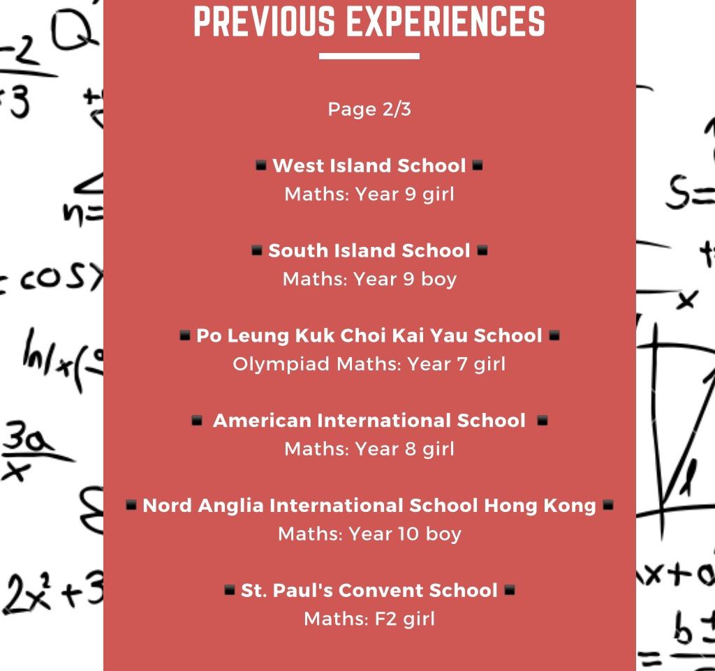 【港大畢業女導師】上門補習/ Zoom補習 Private tuition Maths mathematics O math Spanish ...