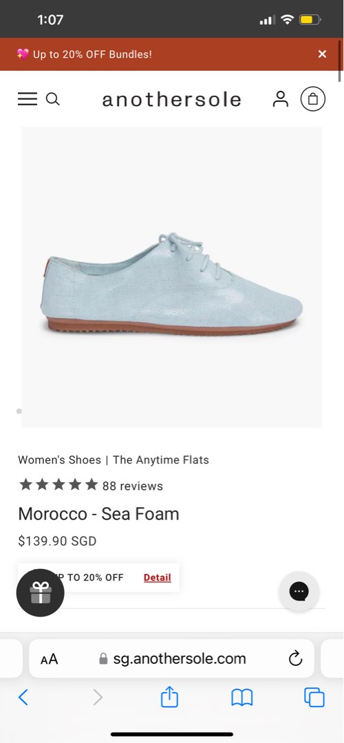 Anothersole Morocco Sea Foam light blue shiny Flats, Women's Fashion ...