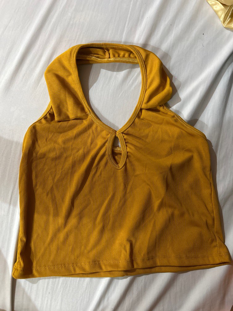 Backless yellow top, Women's Fashion, Tops, Others Tops on Carousell