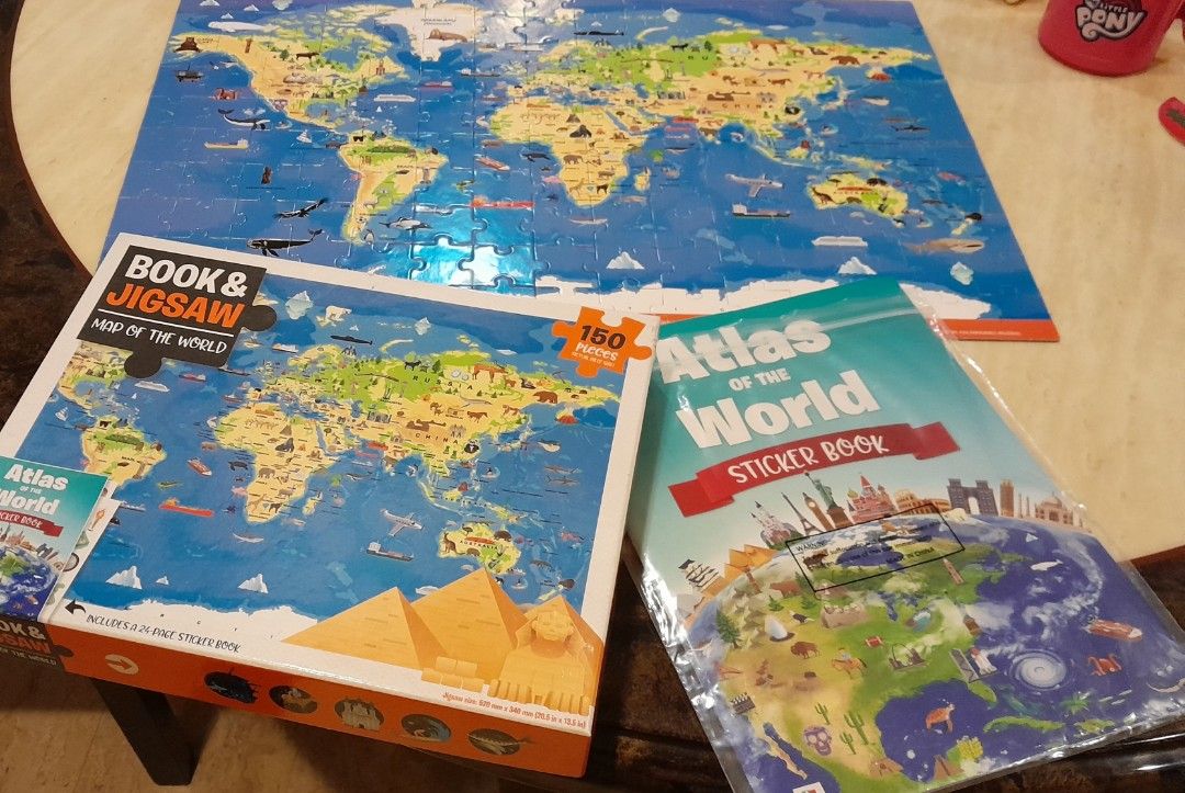 Book & jigsaw, map of the world, Hobbies & Toys, Toys & Games on Carousell