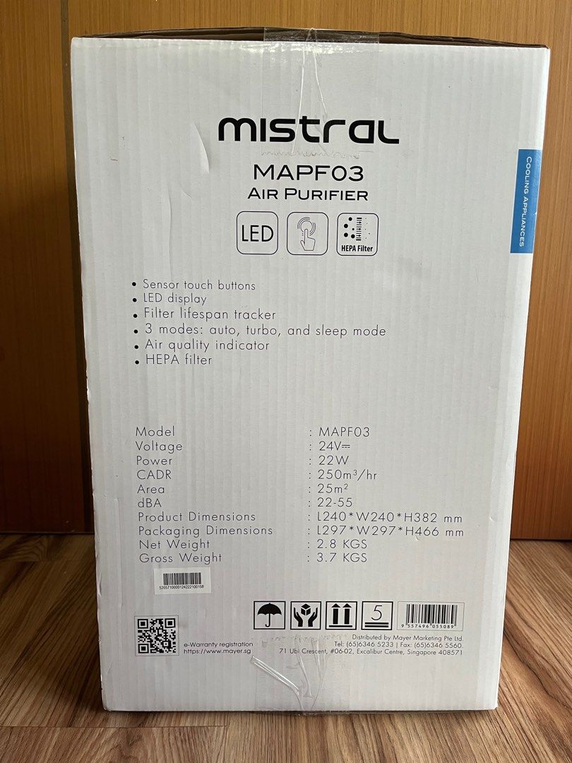 Brand New! Pet friendly and Sleek MISTRAL MAPF03 desktop air purifier ...