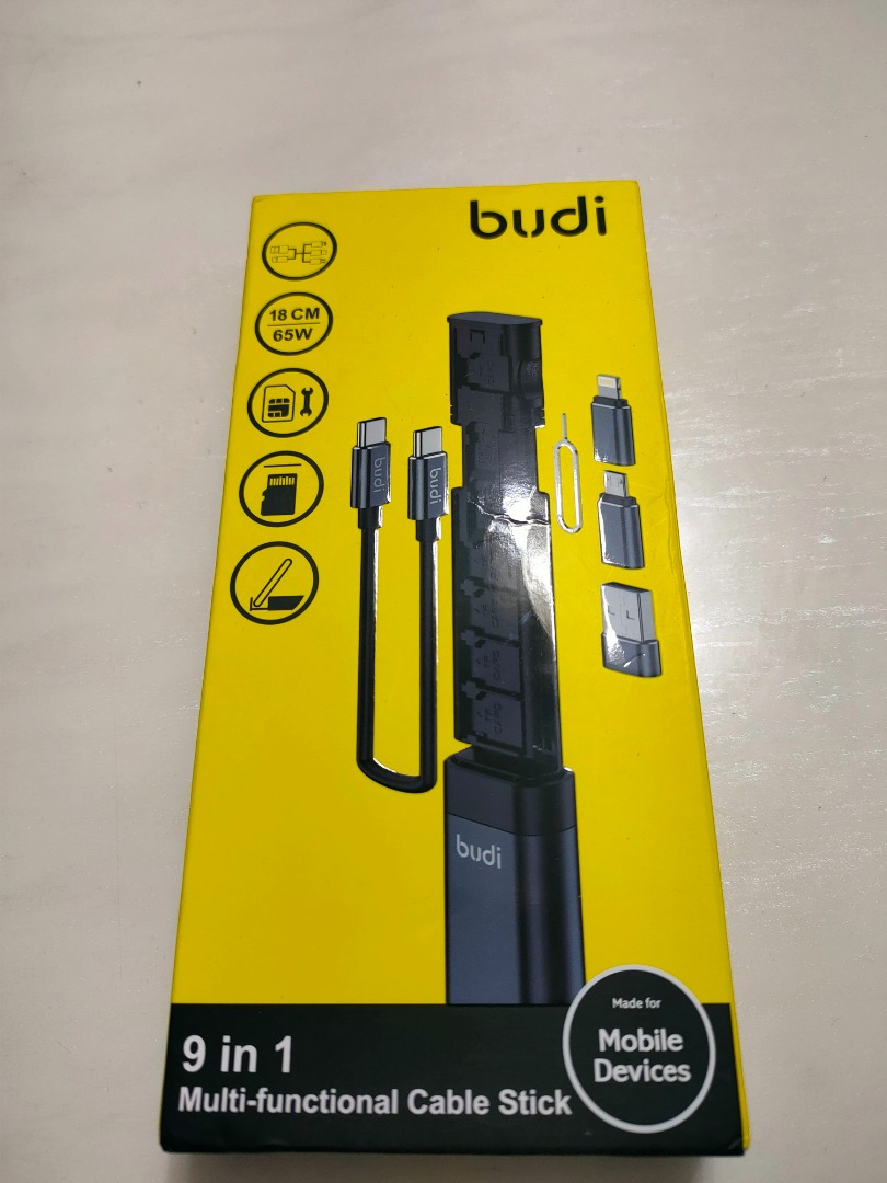 BUDI 多功能 9 合 1 數據線 讀卡器 記憶卡 轉接器, 手機及配件, 其他在旋轉拍賣