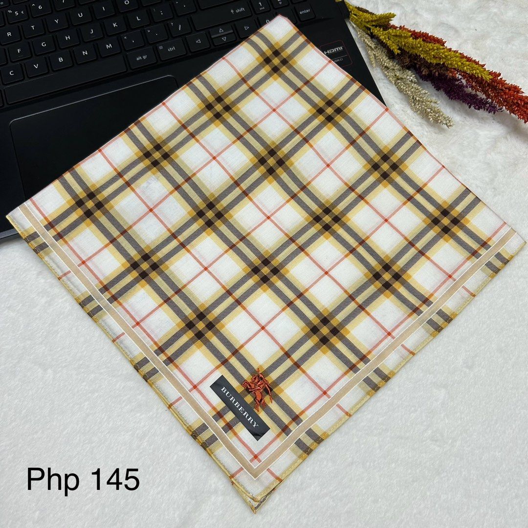 Burberry checkered handkerchief new with sticker, Men's Fashion ...