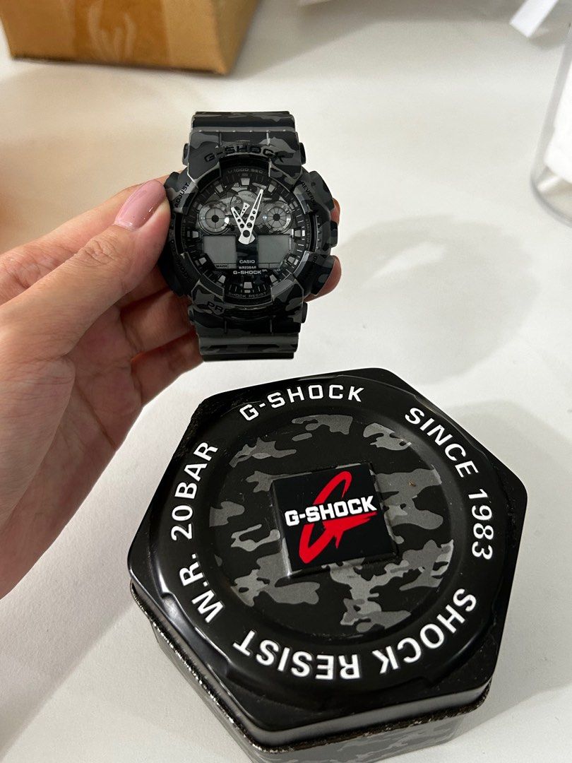 Original Casio Gshock Grey Camouflage GA-100CM-8A, Men's Fashion ...