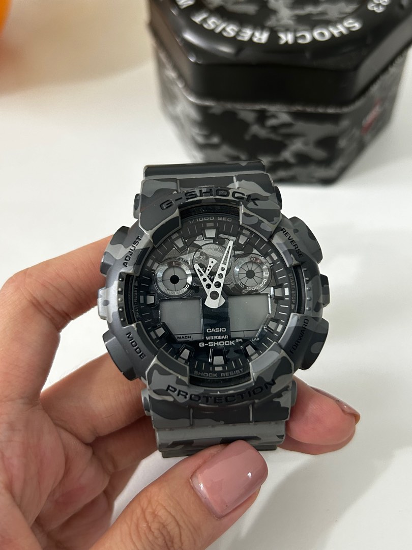 Original Casio Gshock Grey Camouflage GA-100CM-8A, Men's Fashion ...