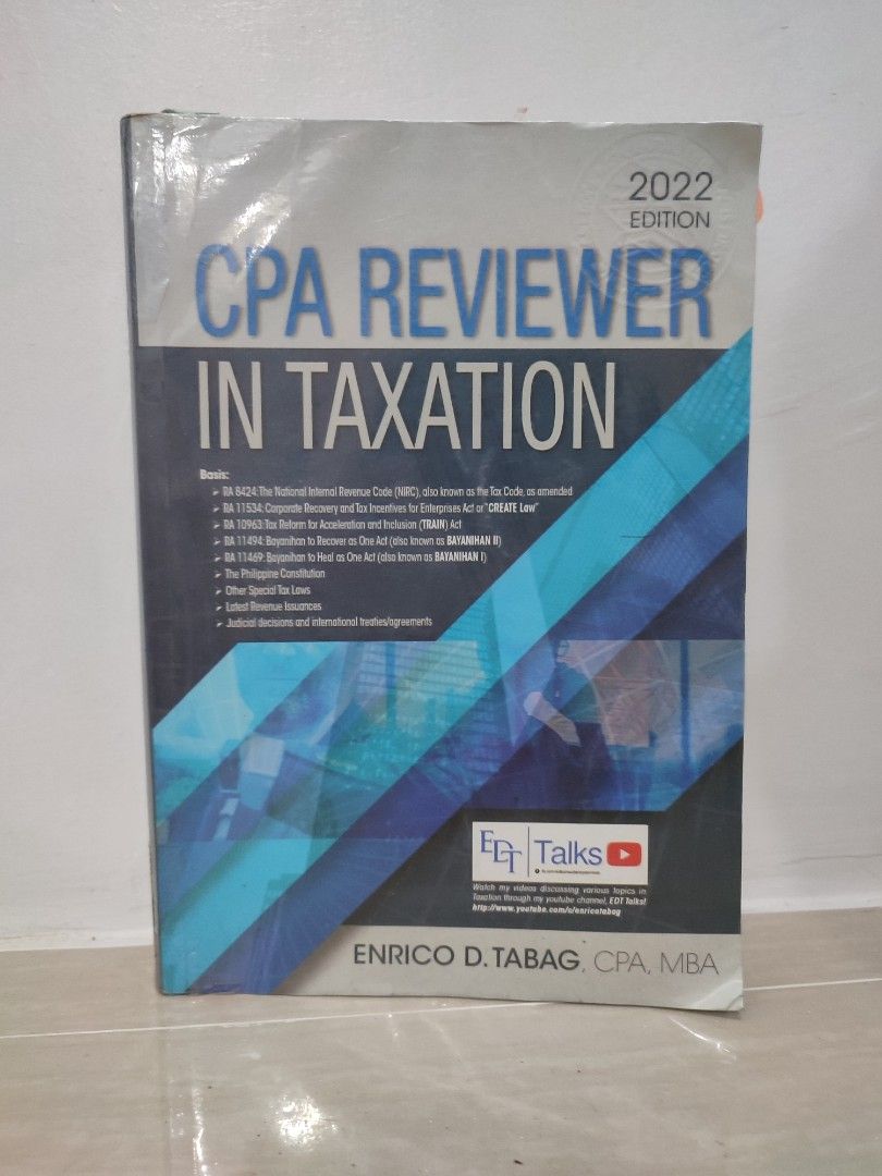 CPA Reviewer in Taxation 2022 Edition (Tabag), Hobbies & Toys, Books ...