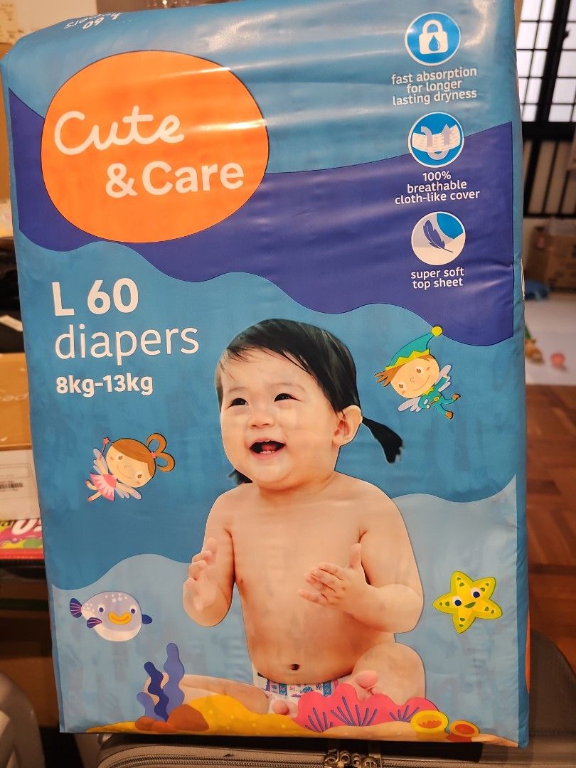 Cute&Care L size tape diapers (8-13kg), Babies & Kids, Bathing & Changing, Diapers & Baby Wipes ...