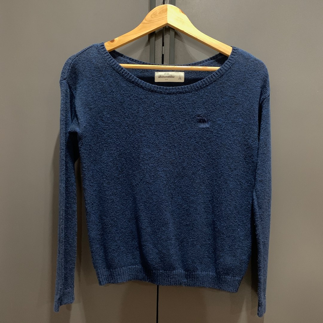 Dark Blue Wool Sweater - Abercombie, Women's Fashion, Coats, Jackets ...