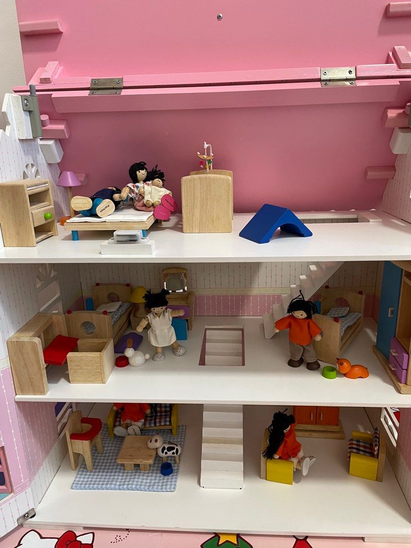 ELC pink wooden house with furnishings, Hobbies & Toys, Toys & Games on ...
