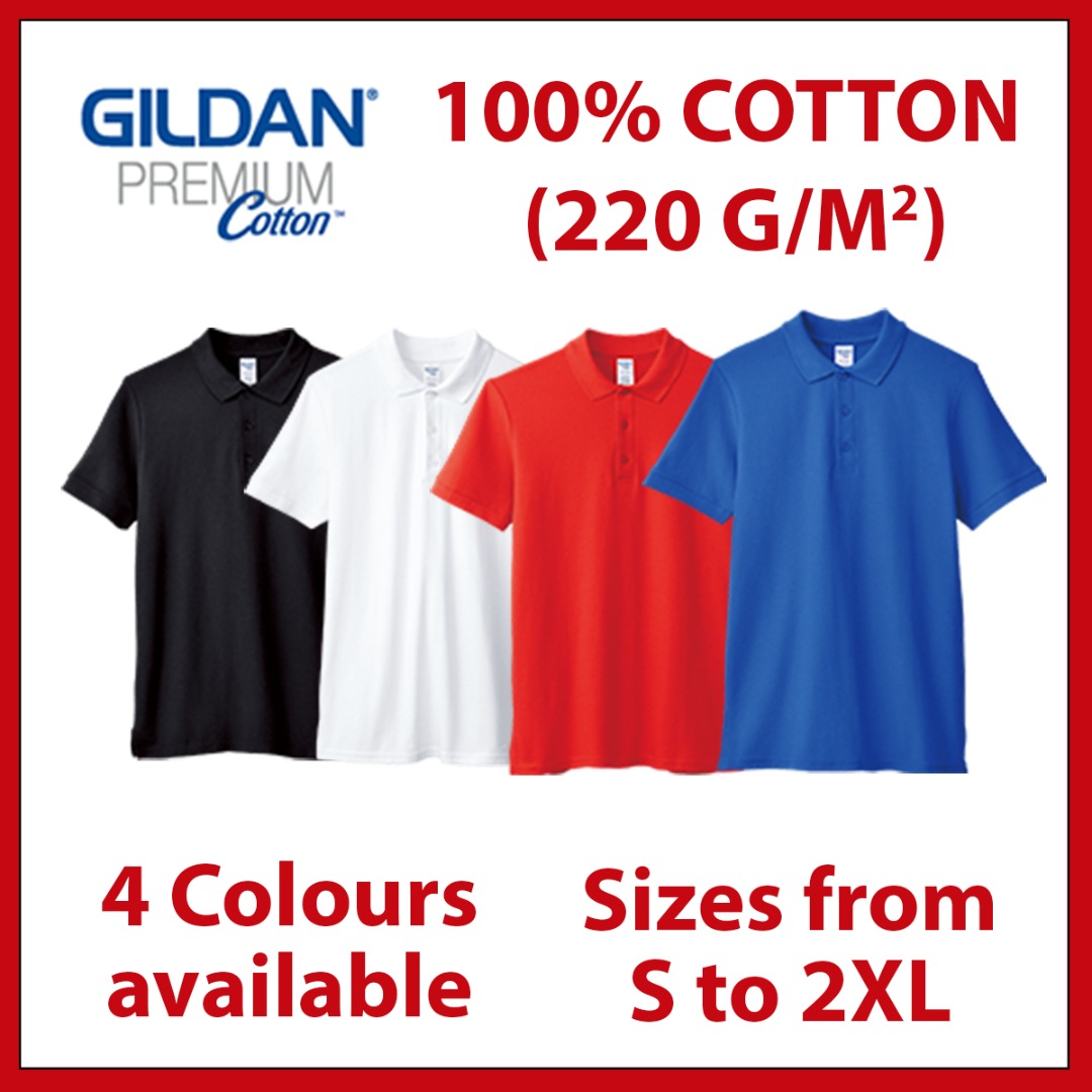 Gildan Premium Cotton 100% Cotton Polo T-Shirt 6800 220g/m Casual ...