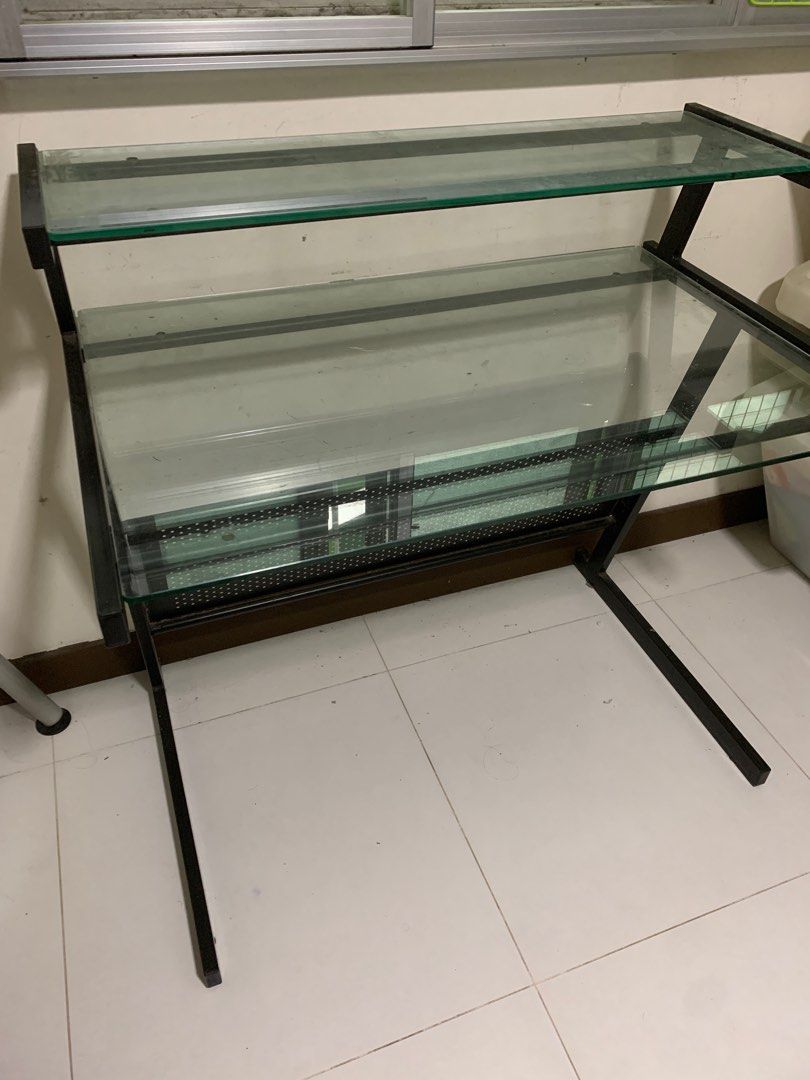 FREE, GIVEAWAY, BLESSING. Glass study desk table, Furniture & Home ...
