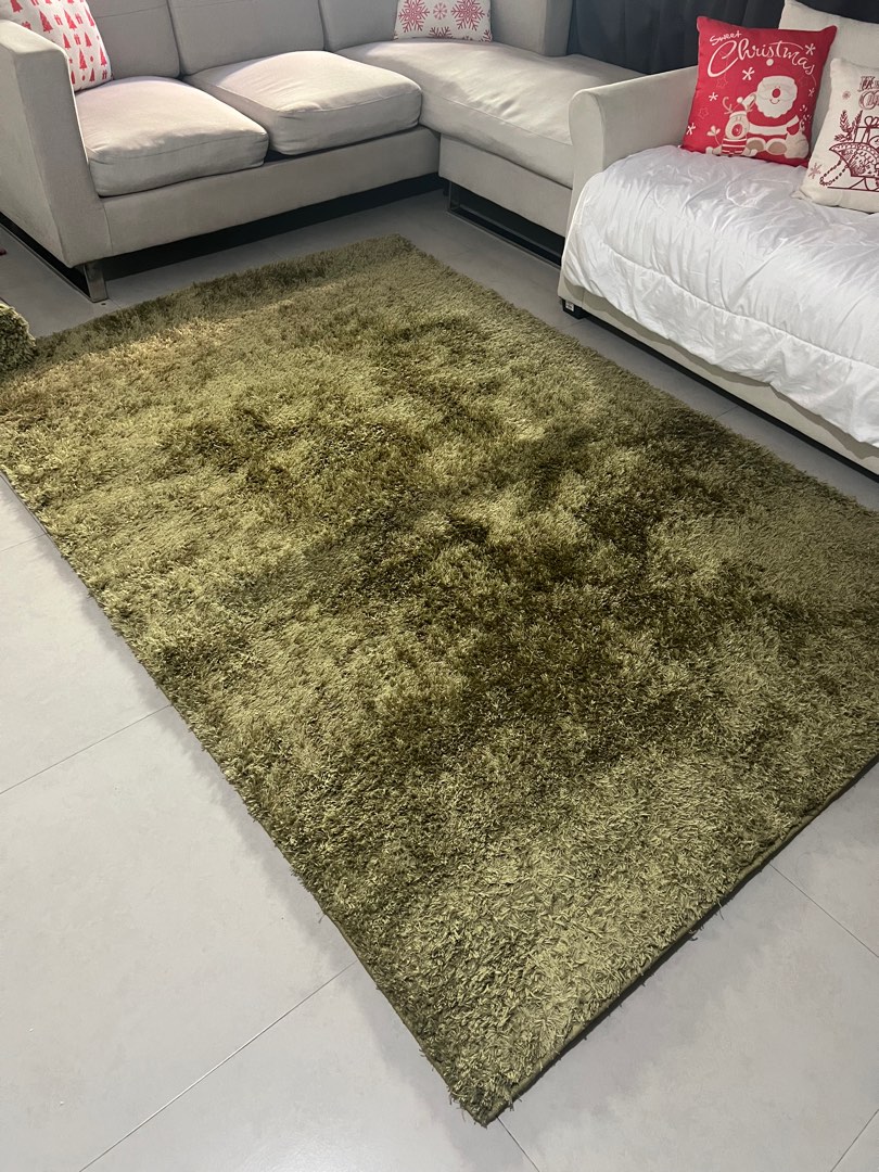 Green shaggy carpet, Furniture & Home Living, Home Decor, Carpets, Mats ...