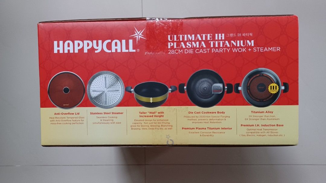 HappyCall Wok and steamer, Furniture & Home Living, Kitchenware ...