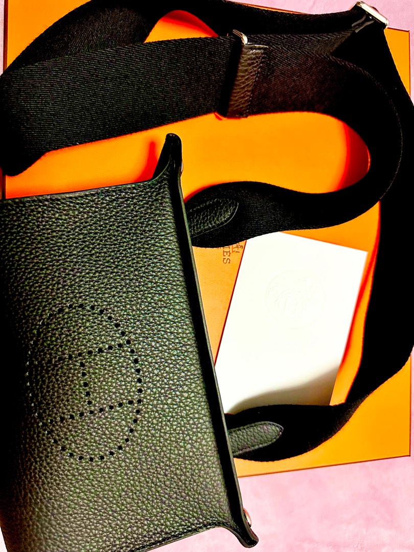 Hermes brand new black noir authentic genuine Togo Hermes Videpoches so black strap boutique ...