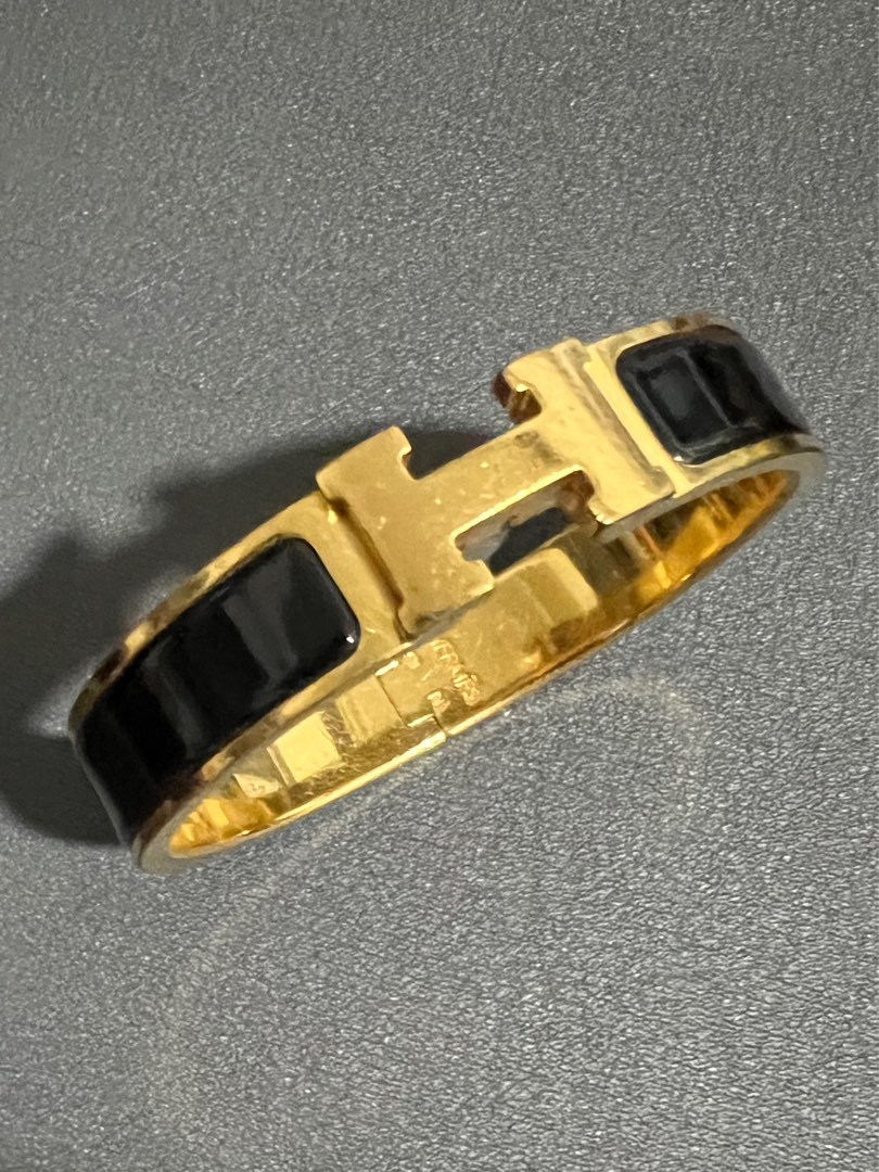 Hermes clic clac black n gold, Women's Fashion, Watches & Accessories ...