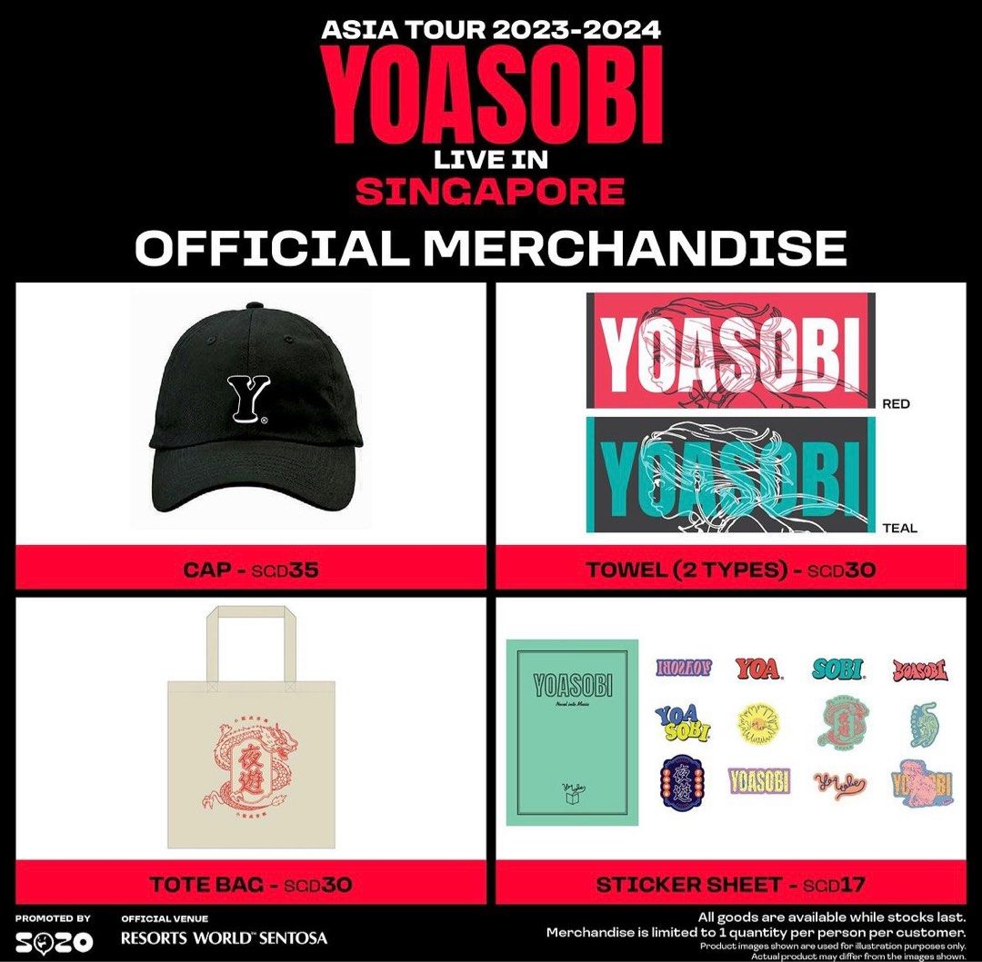 HTB yoasobi singapore concert merch, Hobbies & Toys, Memorabilia ...