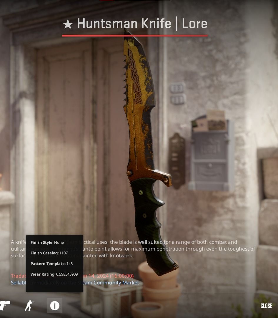 Hunstman Knife Lore (Battle Scared), Video Gaming, Gaming Accessories ...