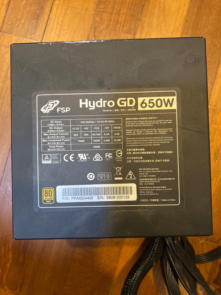 hydro GD 650w power supply, Computers & Tech, Parts & Accessories, Computer Parts on Carousell