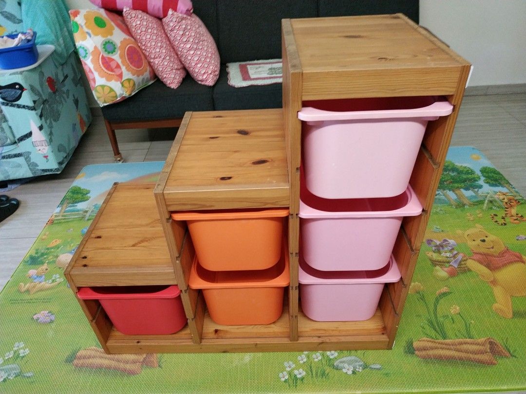 IKEA Trofast storage with bins, Furniture & Home Living, Home ...