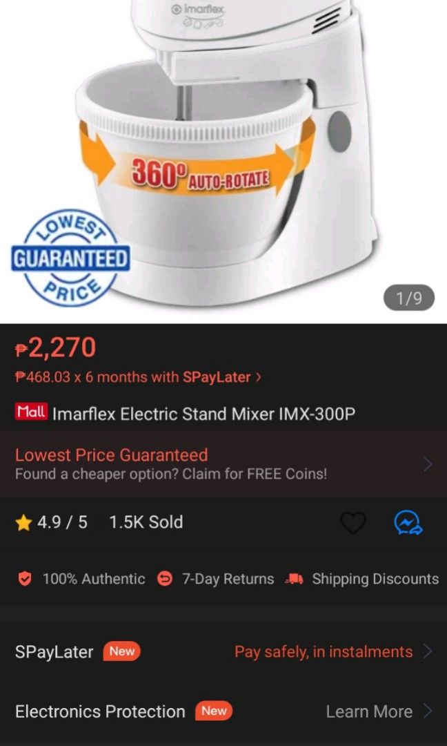 IMARFLEX Electric Stand Mixer IMX-300P, TV & Home Appliances, Kitchen ...