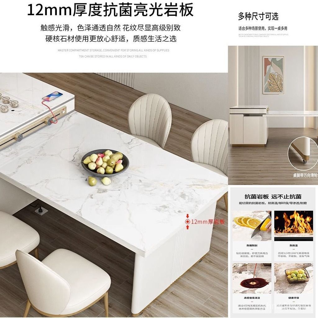 Kitchen Island Dining Table Combination Integrated Retractable Storage ...