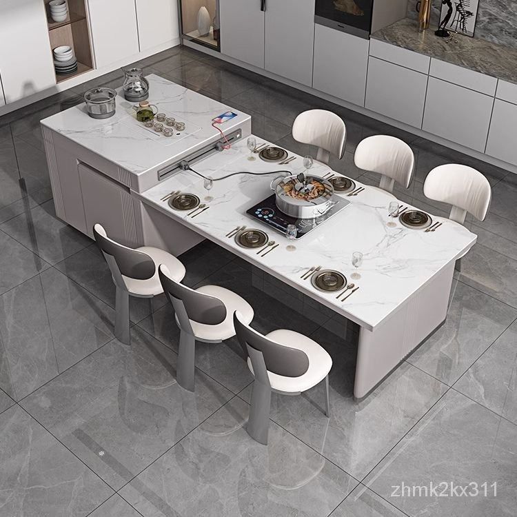 Kitchen Island Dining Table Combination Integrated Retractable Storage ...