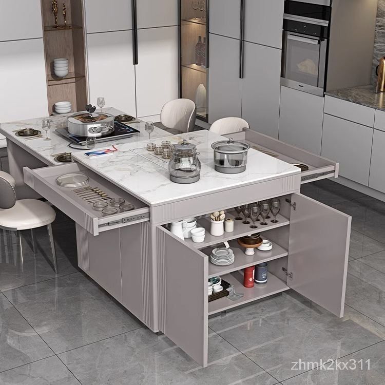 Kitchen Island Dining Table Combination Integrated Retractable Storage ...
