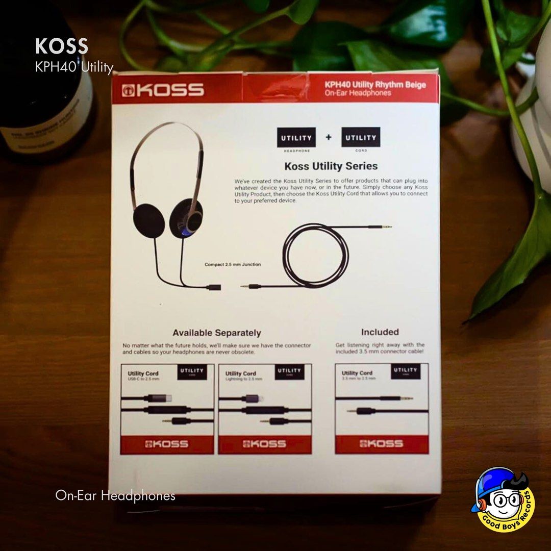 KOSS KPH40 Utility Rhythm Beige On-Ear Headphones (Detachable ...