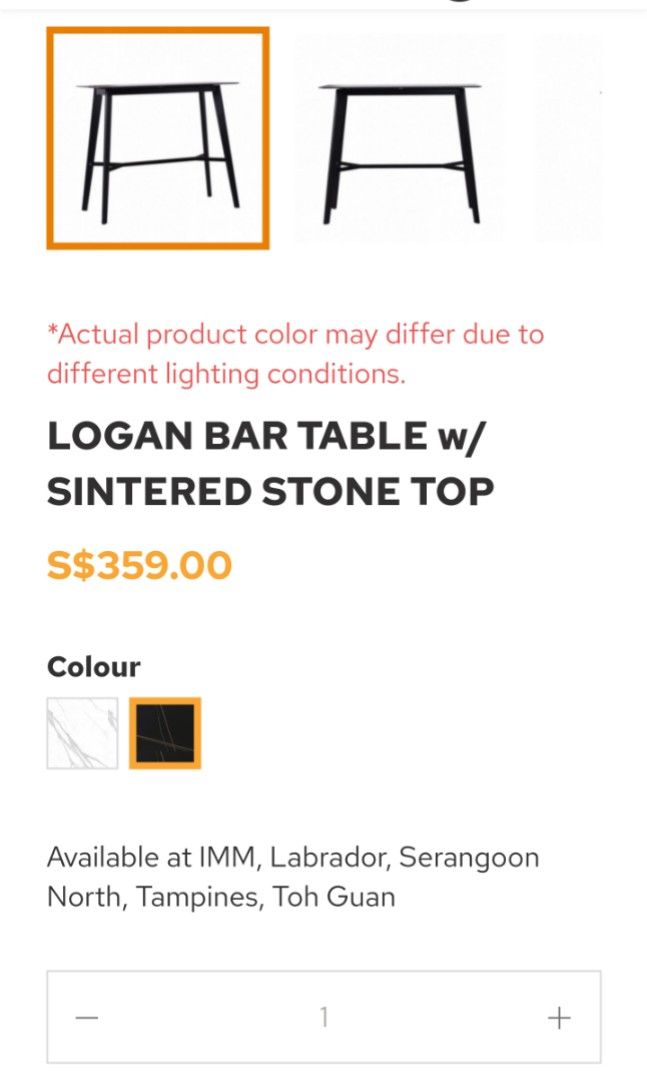 LOGAN BAR TABLE w/ SINTERED STONE TOP, Furniture & Home Living ...