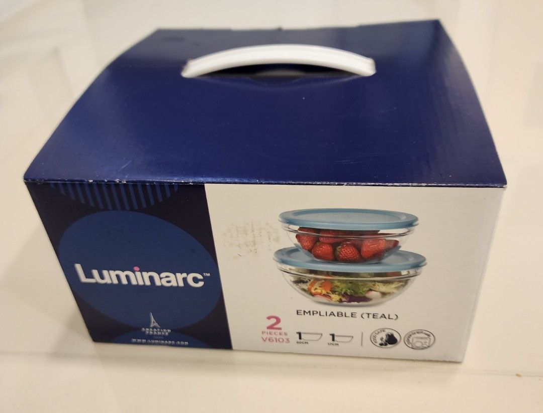 Luminarc - 2 glass containers, Furniture & Home Living, Kitchenware & Tableware, Food ...