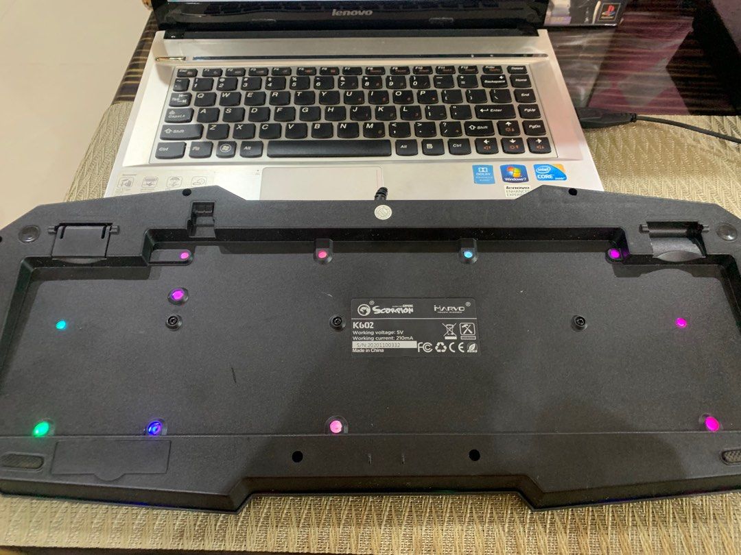 Marvo K602 wired membrane rainbow backlit keyboard(Testing All Ok ...