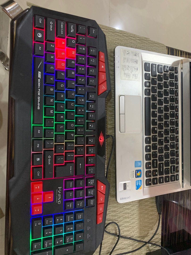 Marvo K602 wired membrane rainbow backlit keyboard(Testing All Ok ...