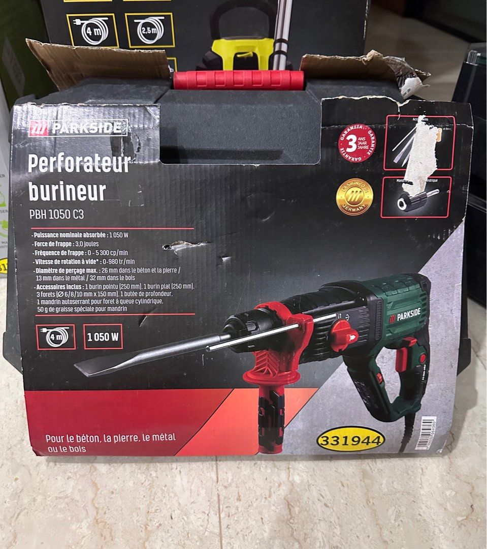 Parkside hammer drill (missing red handle), Furniture & Home Living, Home Improvement ...