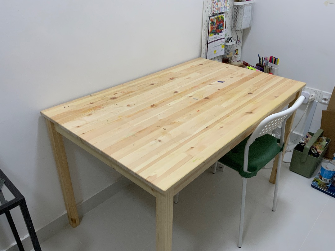 Pine wood table 120x75cm, Furniture & Home Living, Furniture, Tables ...