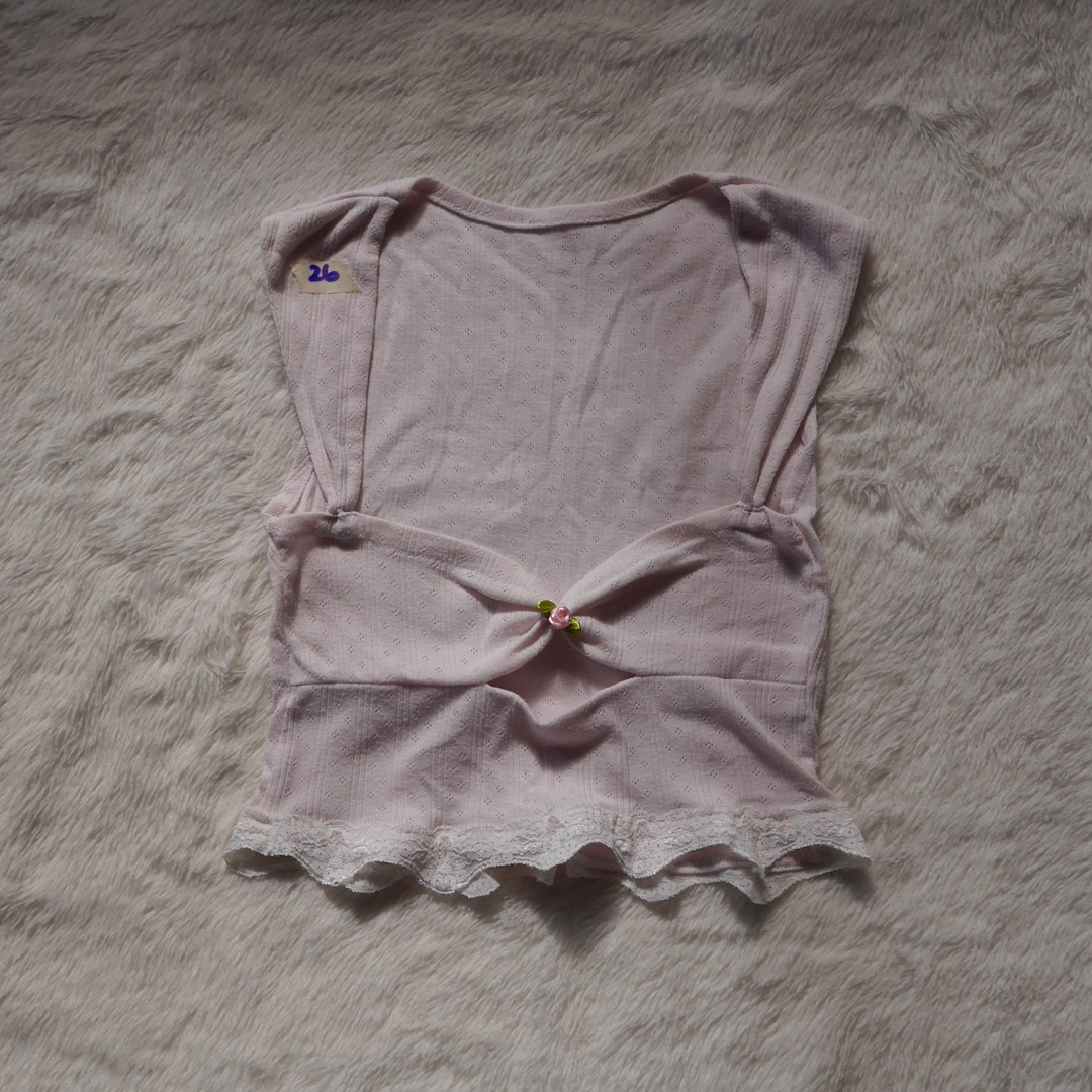 pink coquette-ish top, Women's Fashion, Tops, Sleeveless on Carousell