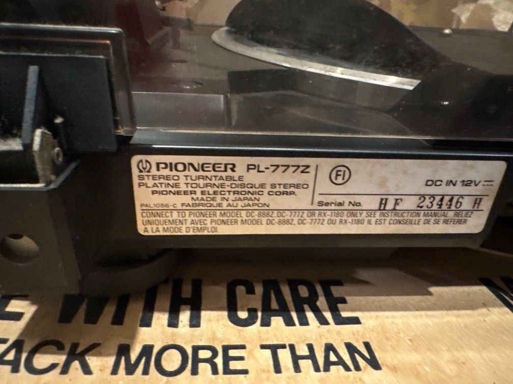 Pioneer turntable Pl-777Z, Audio, Other Audio Equipment on Carousell