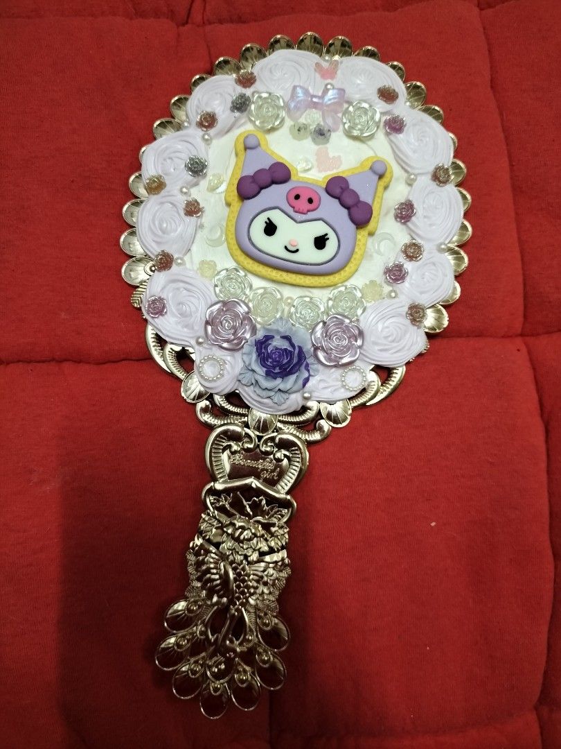Purple Kuromi Sanrio-Inspired Decoden Hand Mirror, Furniture & Home ...