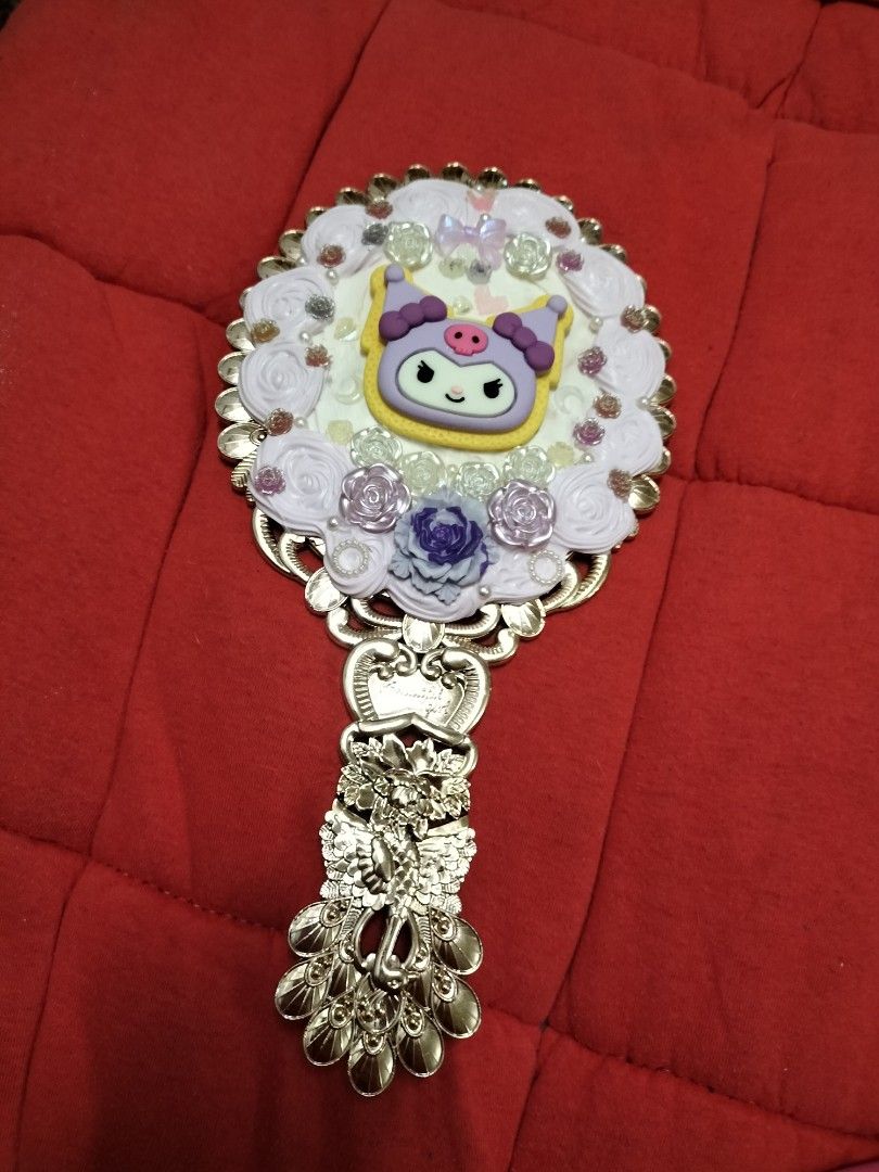 Purple Kuromi Sanrio-Inspired Decoden Hand Mirror, Furniture & Home ...