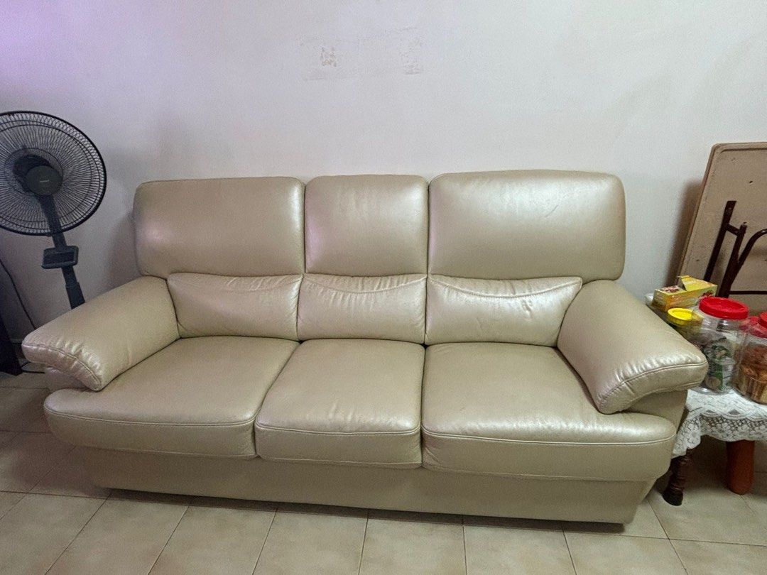 PVC 3 Seater Sofa, Furniture & Home Living, Furniture, Sofas on Carousell