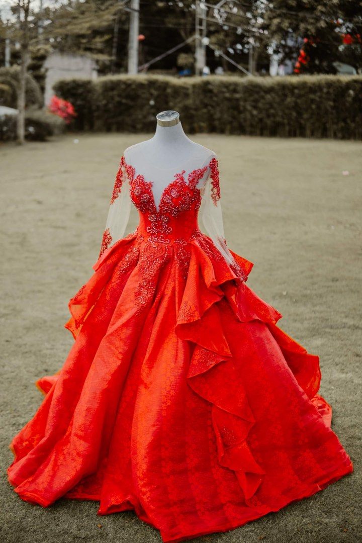 Red Debut Ball Gown, Women's Fashion, Dresses & Sets, Evening dresses ...