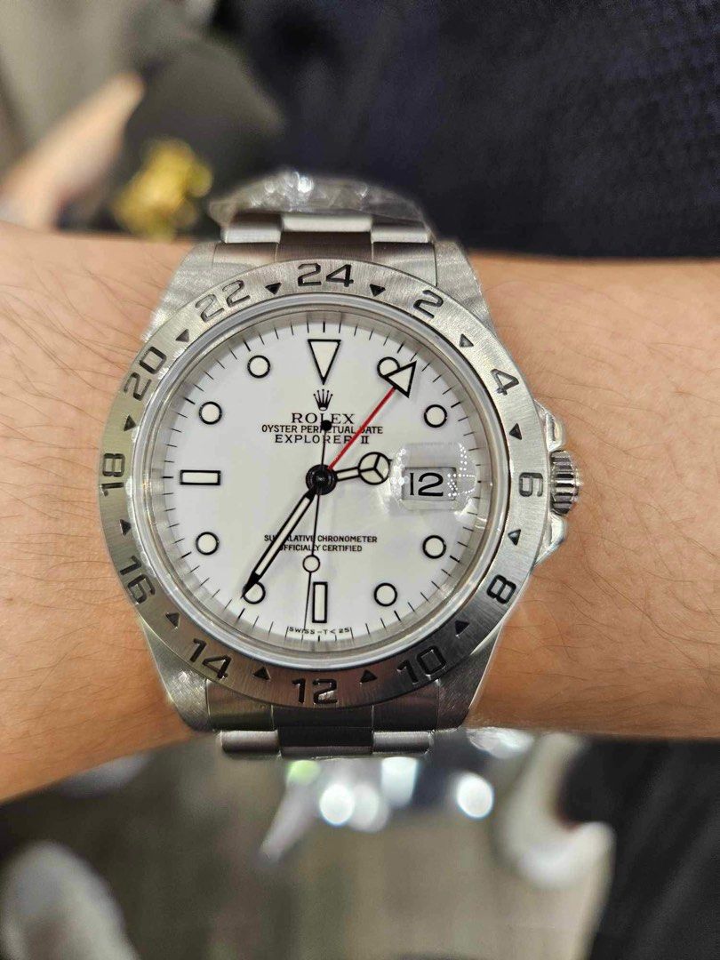 Rolex explorer 2 white dial 16570 with paper, Luxury, Watches on Carousell