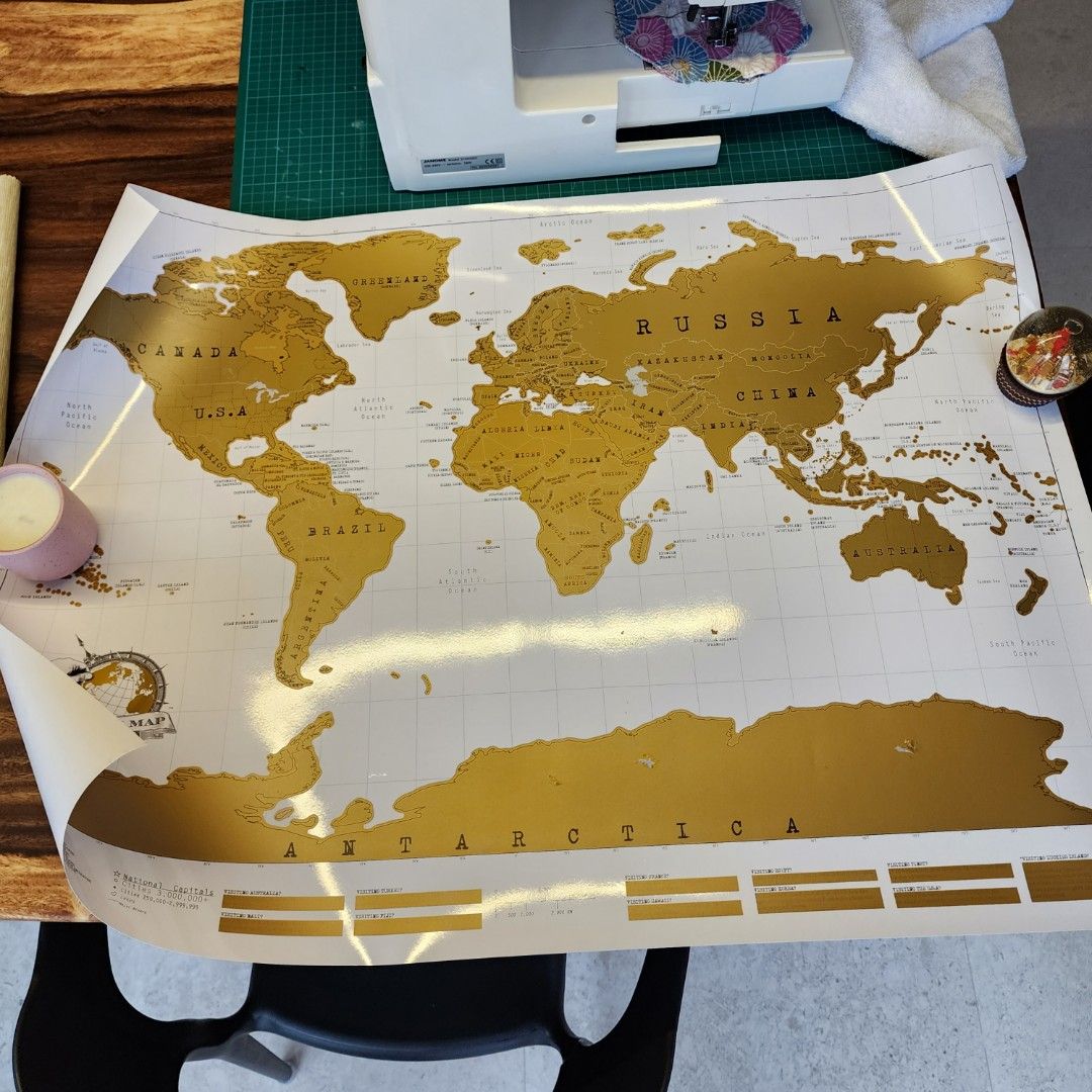 Scratch World Map, Furniture & Home Living, Home Decor, Frames ...