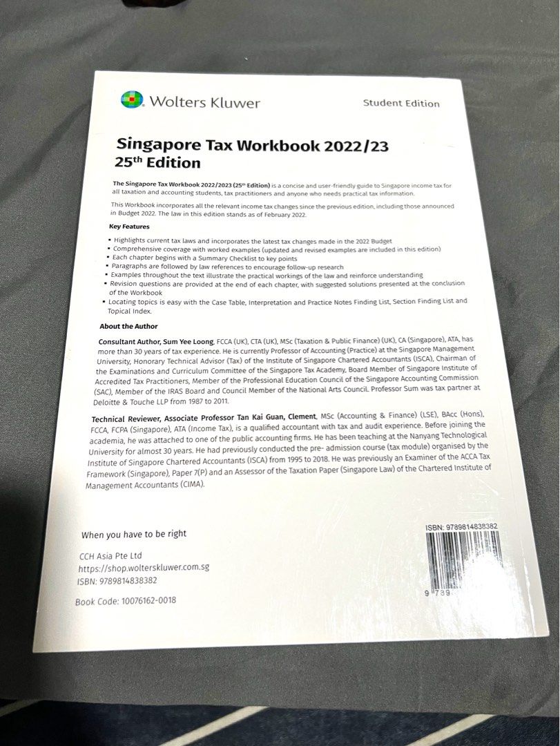 Singapore Tax Workbook 2022/23 - 25th Edition, Hobbies & Toys, Books ...