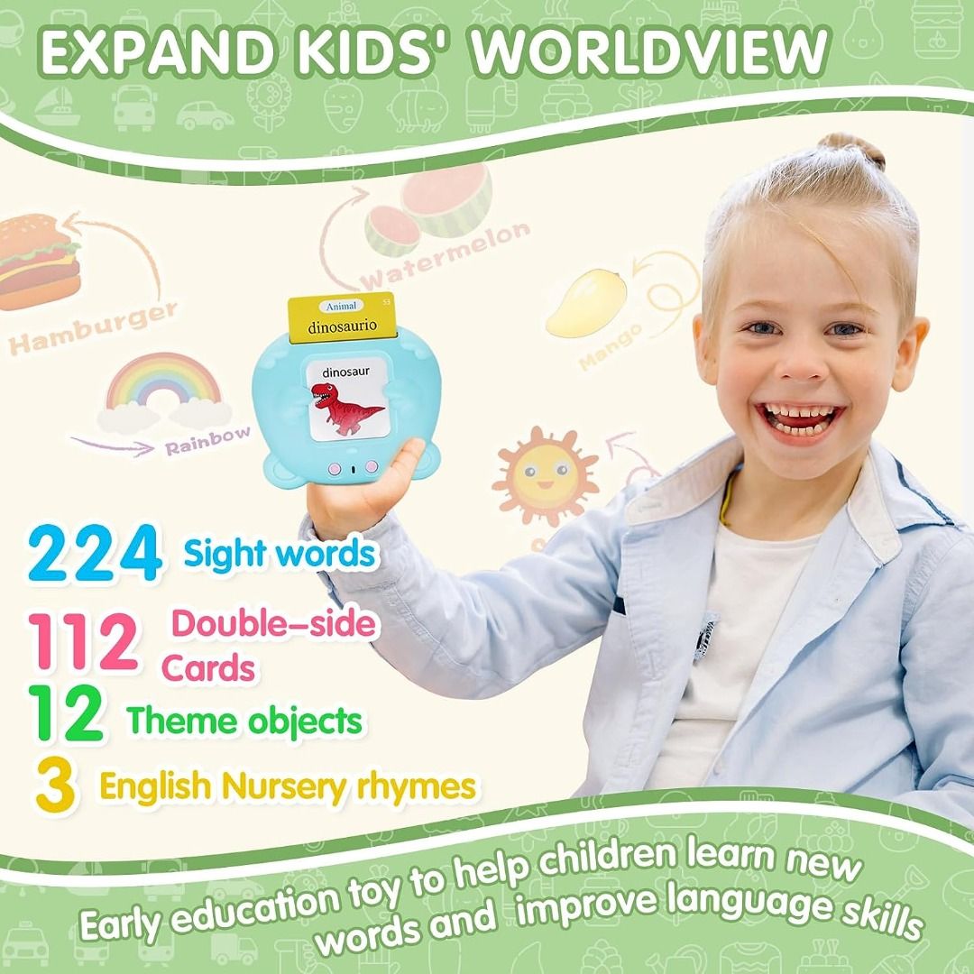 Smart Bilingual Talking Flash Cards Reader Machine Device Flashcards ...